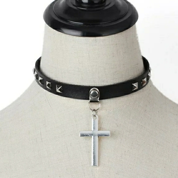 Jewelry | Pyramid Stud Cross Pendant Goth Punk Choker Emo | Poshmark